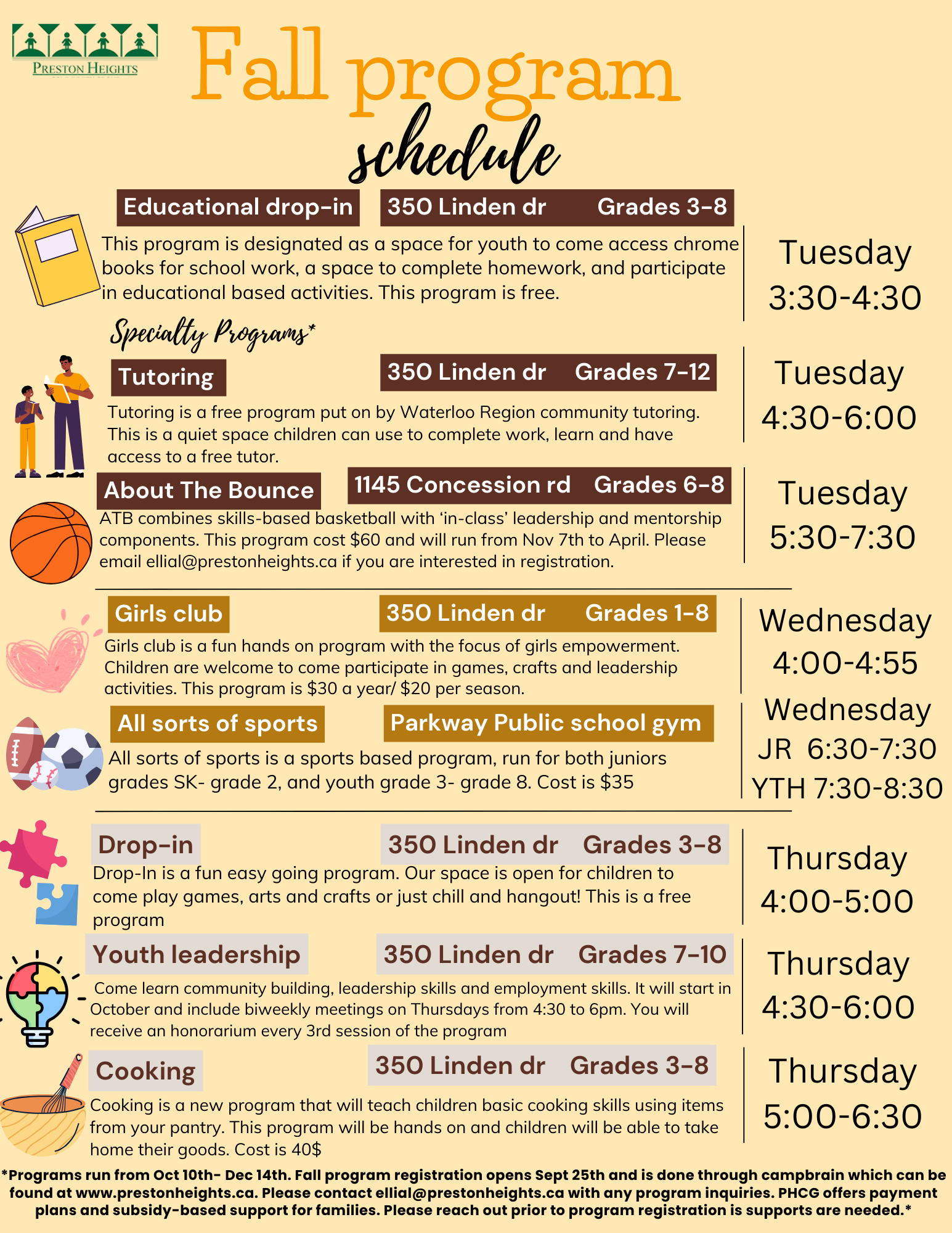 Fall Programs – Preston Heights Community Group